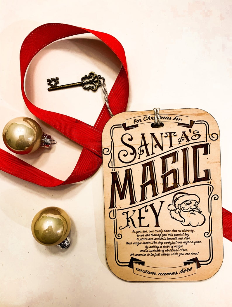 Santa’s Magic Key, Wooden Engraved Father Christmas Key Tag, Skeleton ...