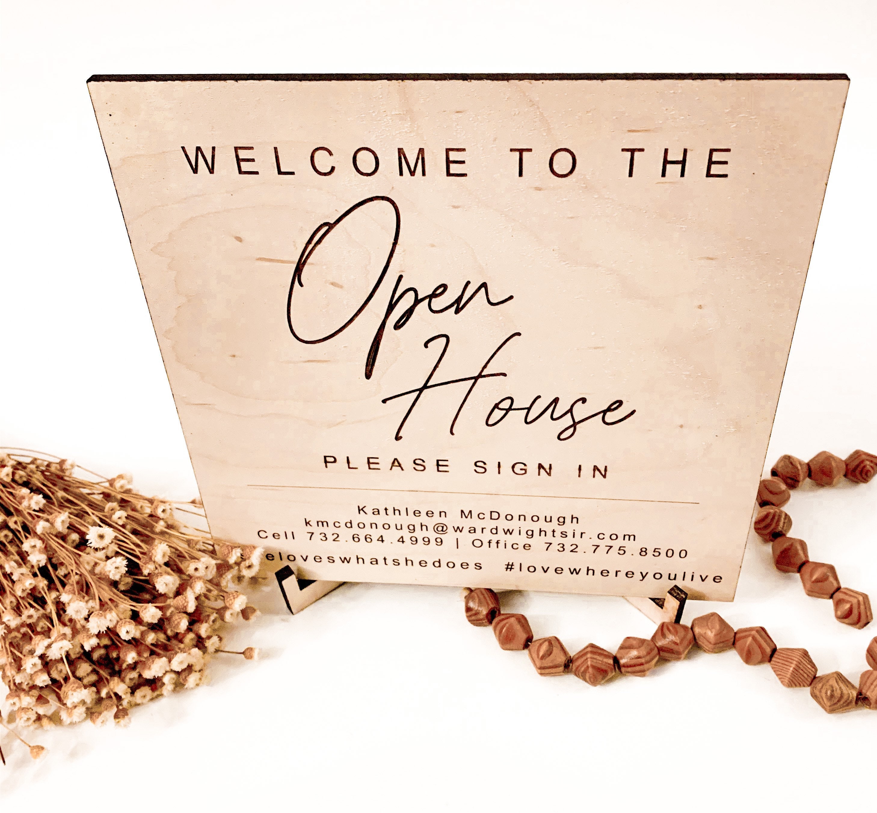 Open House Sign, Wooden Realtor Sign-in, Real Estate Agent Contact Info ...