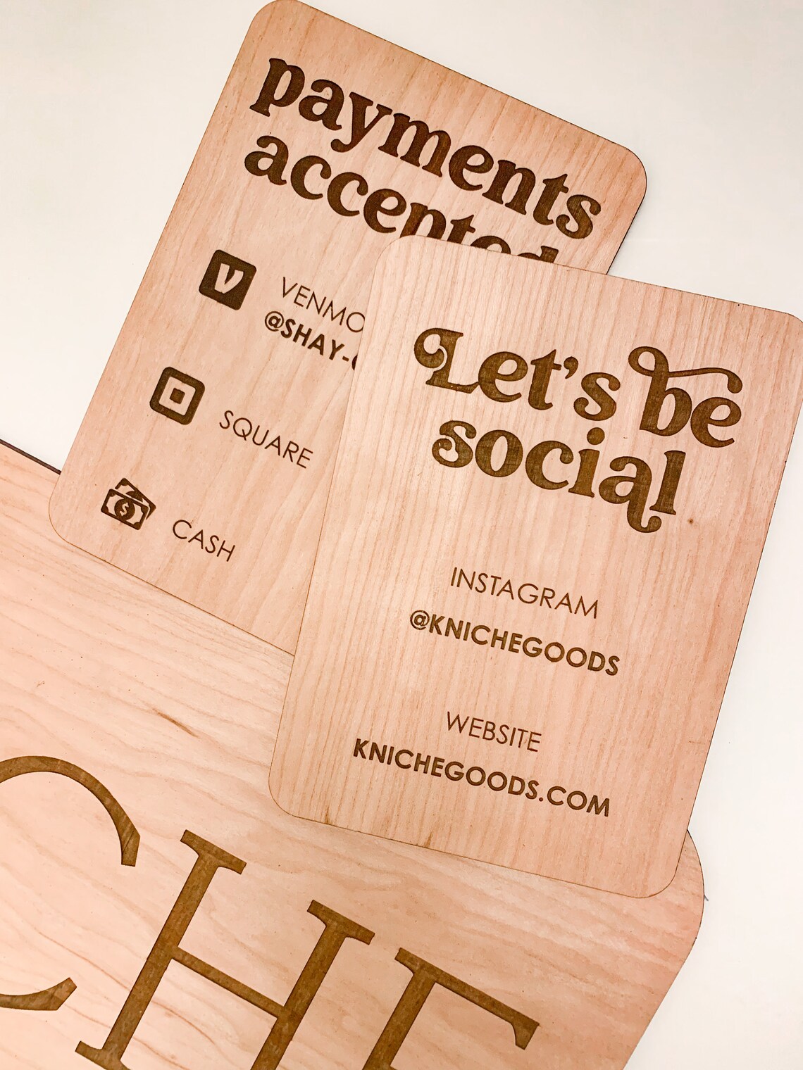 Personalized Business Social Media Branding Payment Wood Engraved Sign ...