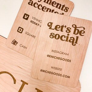 Personalized Business Social Media Branding Payment Wood Engraved Sign ...