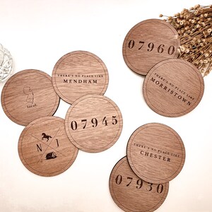 Custom Town Coasters, Set of 4 Wooden Engraved Coasters, Personalized ...