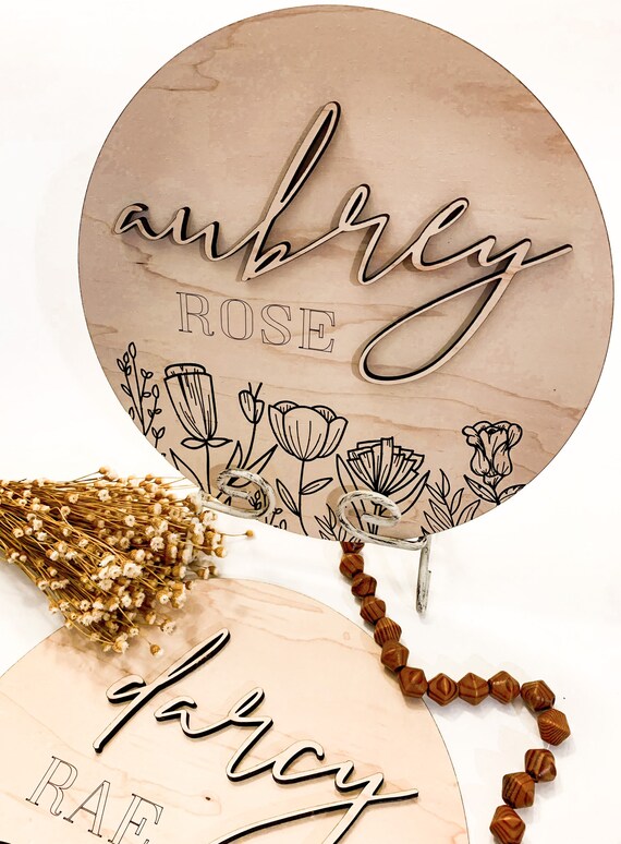 Baby Name Nursery Sign Custom Flower Name Sign Personalized | Etsy