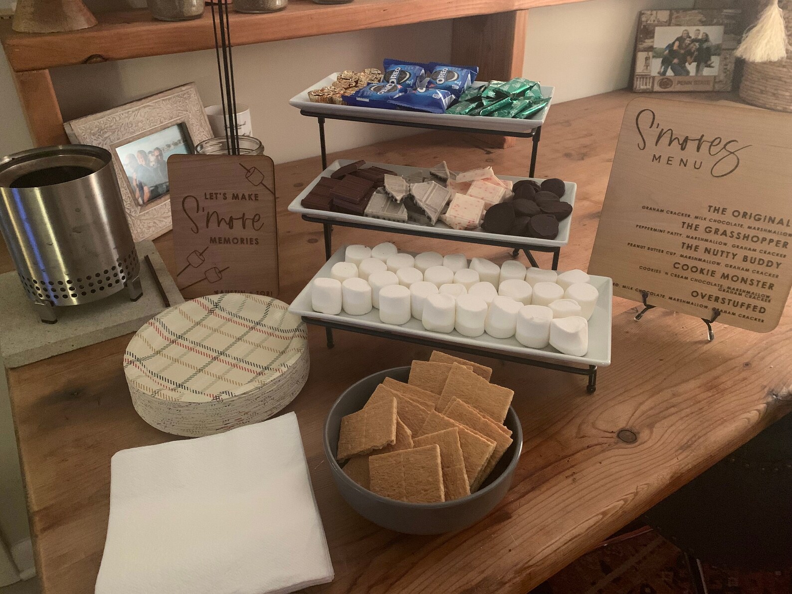 Wood Engraved S'more Menu Sign, Wedding Party Smore Dessert Station Bar ...