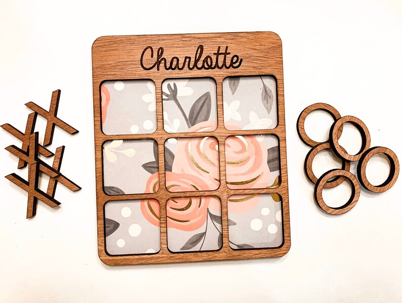 Personalized Wooden Tic Tac Toe Custom Board Game Family | Etsy