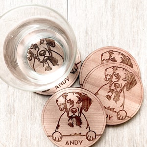 Personalized Dog Peaking Wooden Coaster Set, Custom Dog Coasters, Dog ...