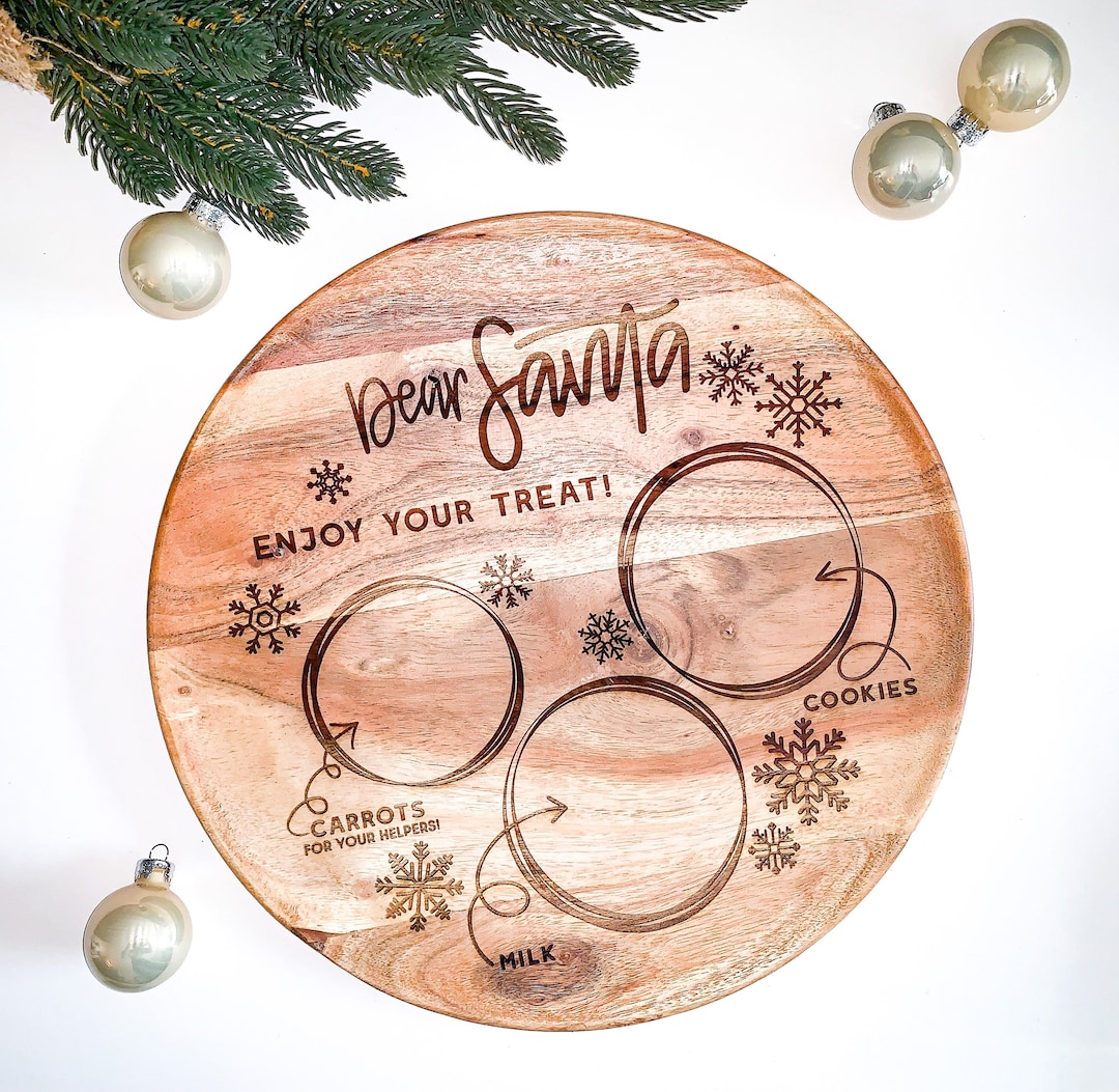 Personalized Dear Santa Wooden Plate, Santa Cookie Tray, Christmas Eve ...