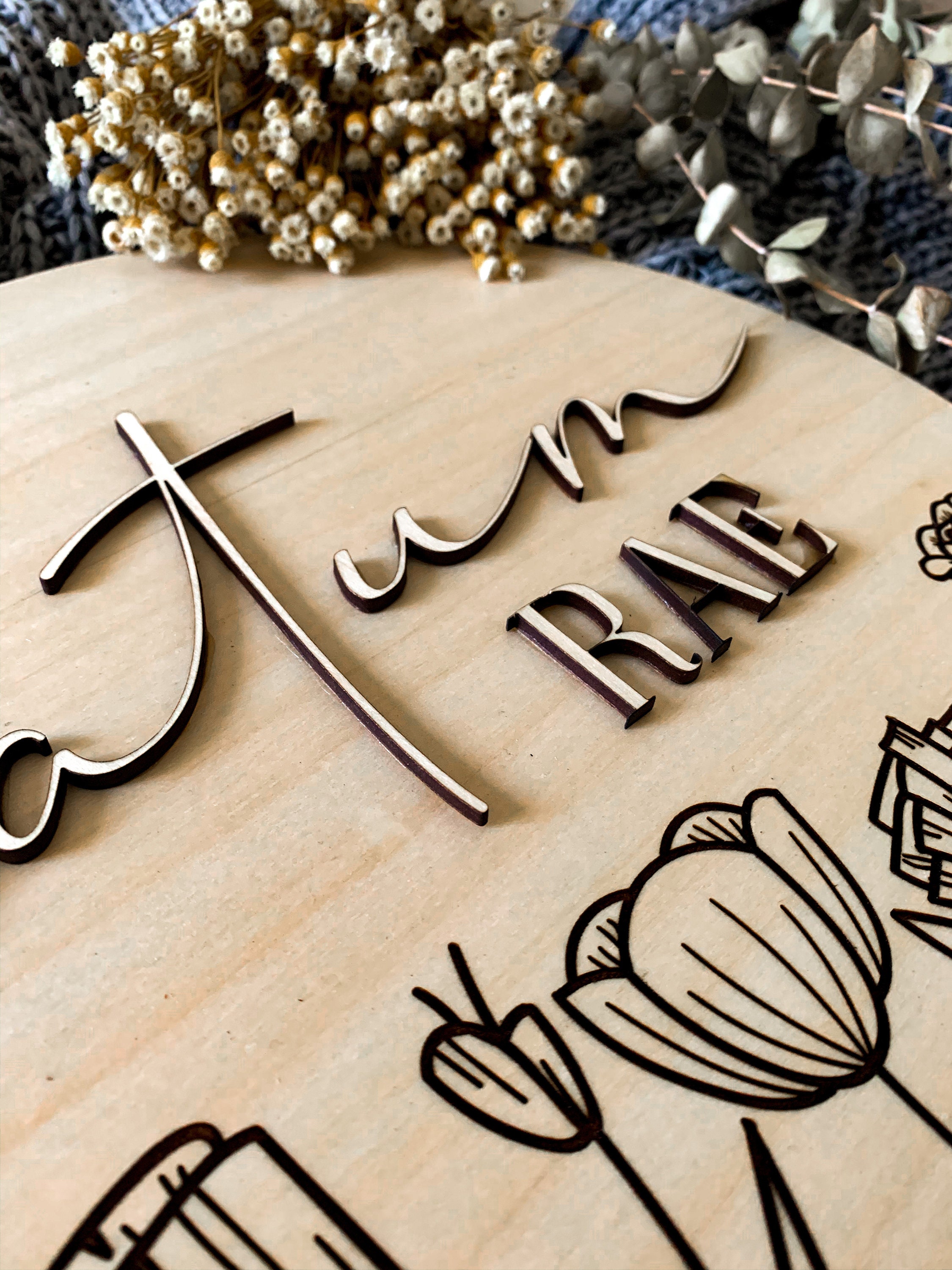 Baby Name Nursery Sign Custom Flower Name Sign Personalized - Etsy