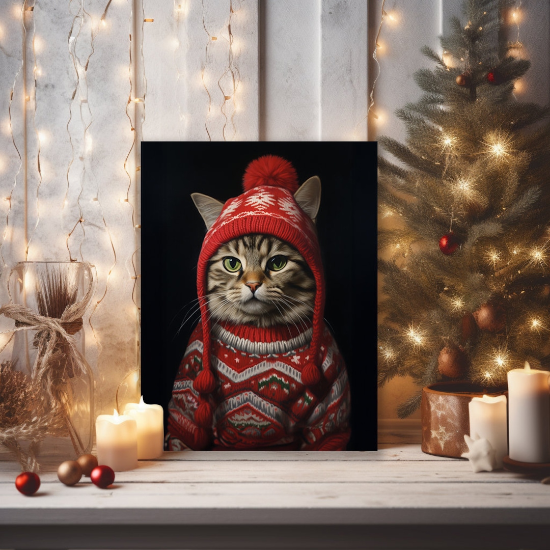 Personalized Christmas Pet Portrait, Santa Dog Portrait, Christmas Dog ...