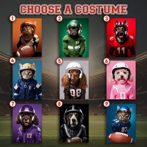 Personalized Football Pet Portrait, Custom Sports Pet Portrait ...