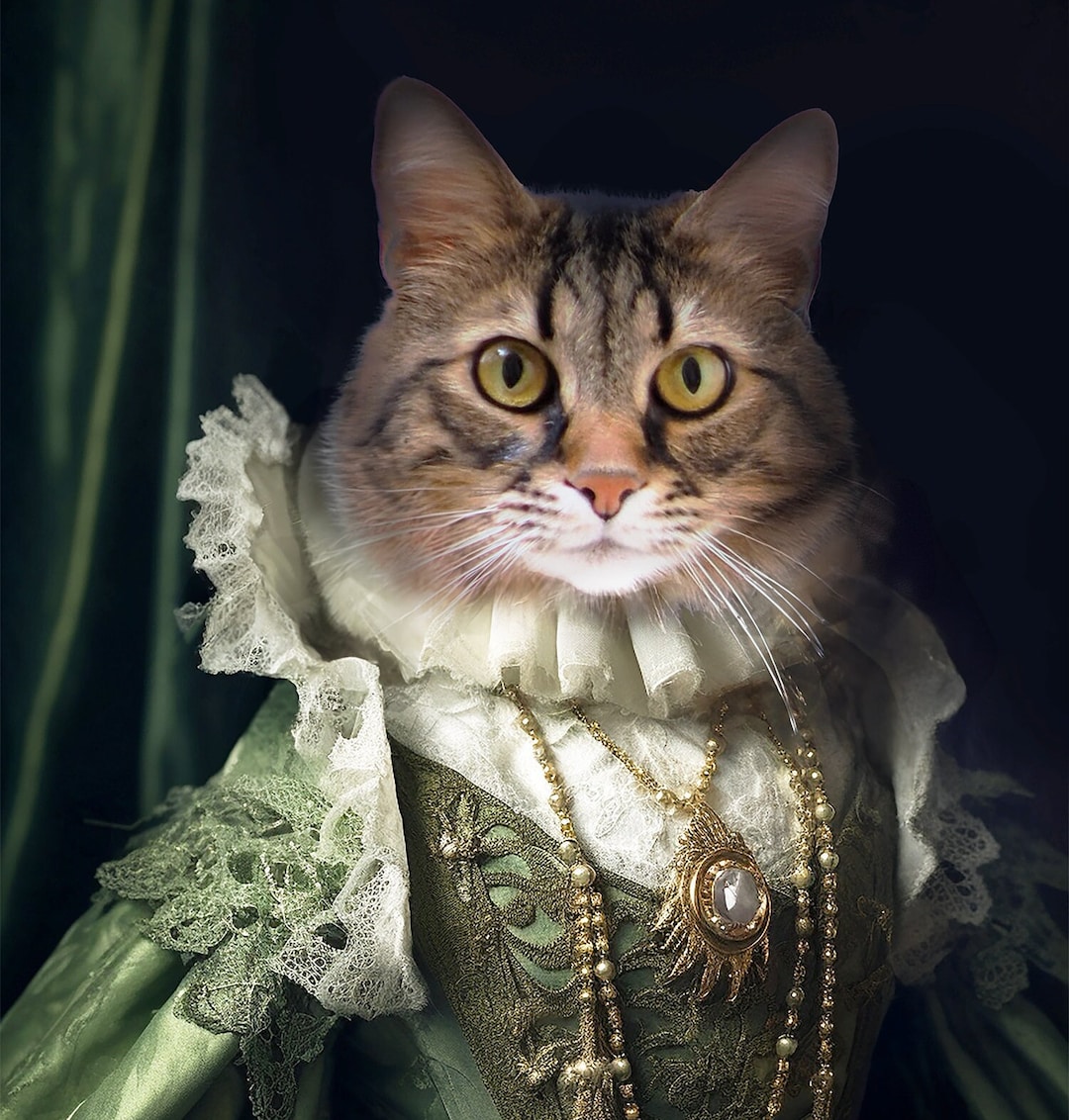 Digital File Queen Cat Portrait, Renaissance Pet Portrait, Royal Cat ...