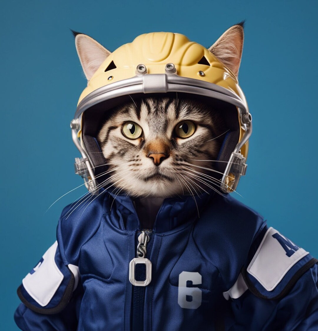 Digital Sports Pet Portrait Print, Custom Football Pet Portrait From ...