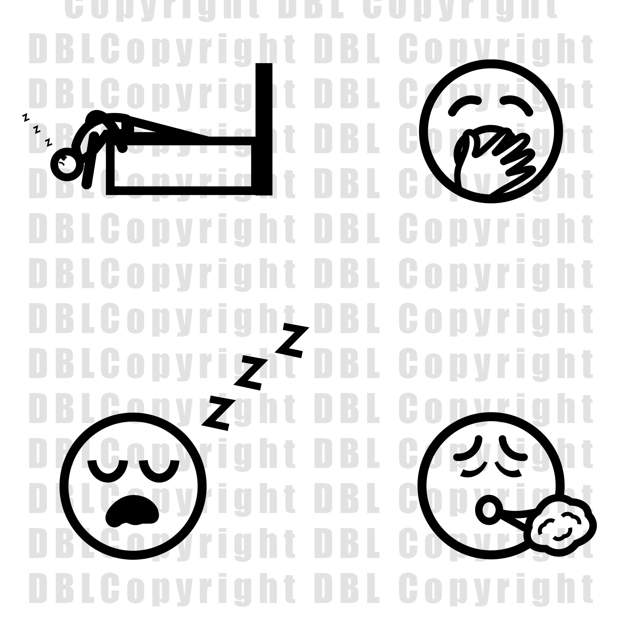 Tired Emojis Sleeping Yawning Exhausted Falling of Bed Funny Logo .SVG ...