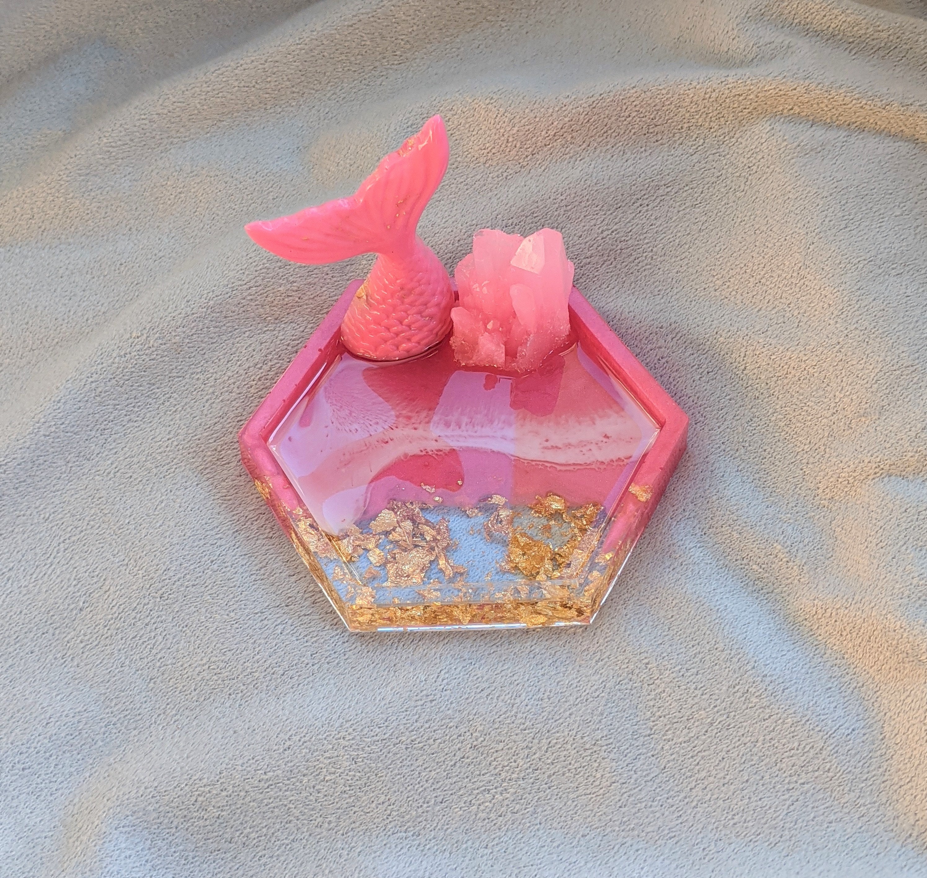Pink and Gold Resin Mermaid Trinket Dish Resin Mermaid Tray - Etsy