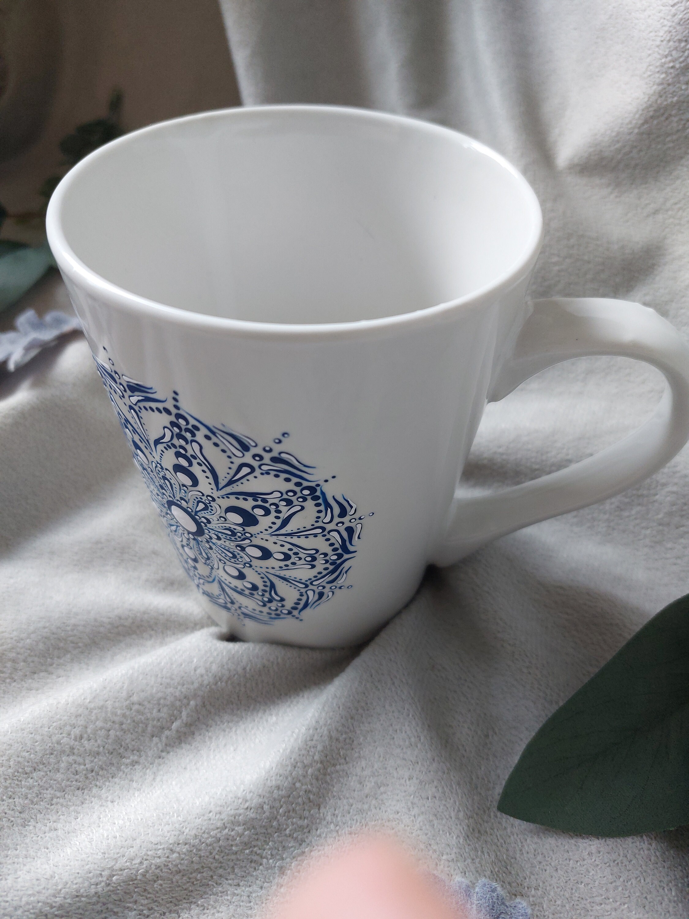 12 Oz. Blue and White Mandala Mug - Etsy