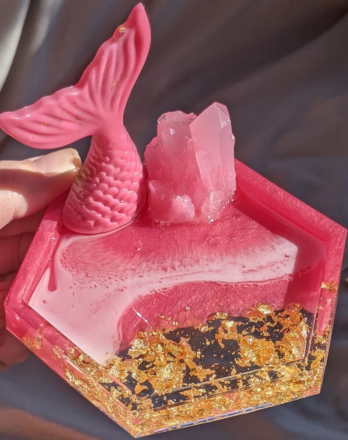 Pink and Gold Resin Mermaid Trinket Dish Resin Mermaid Tray - Etsy