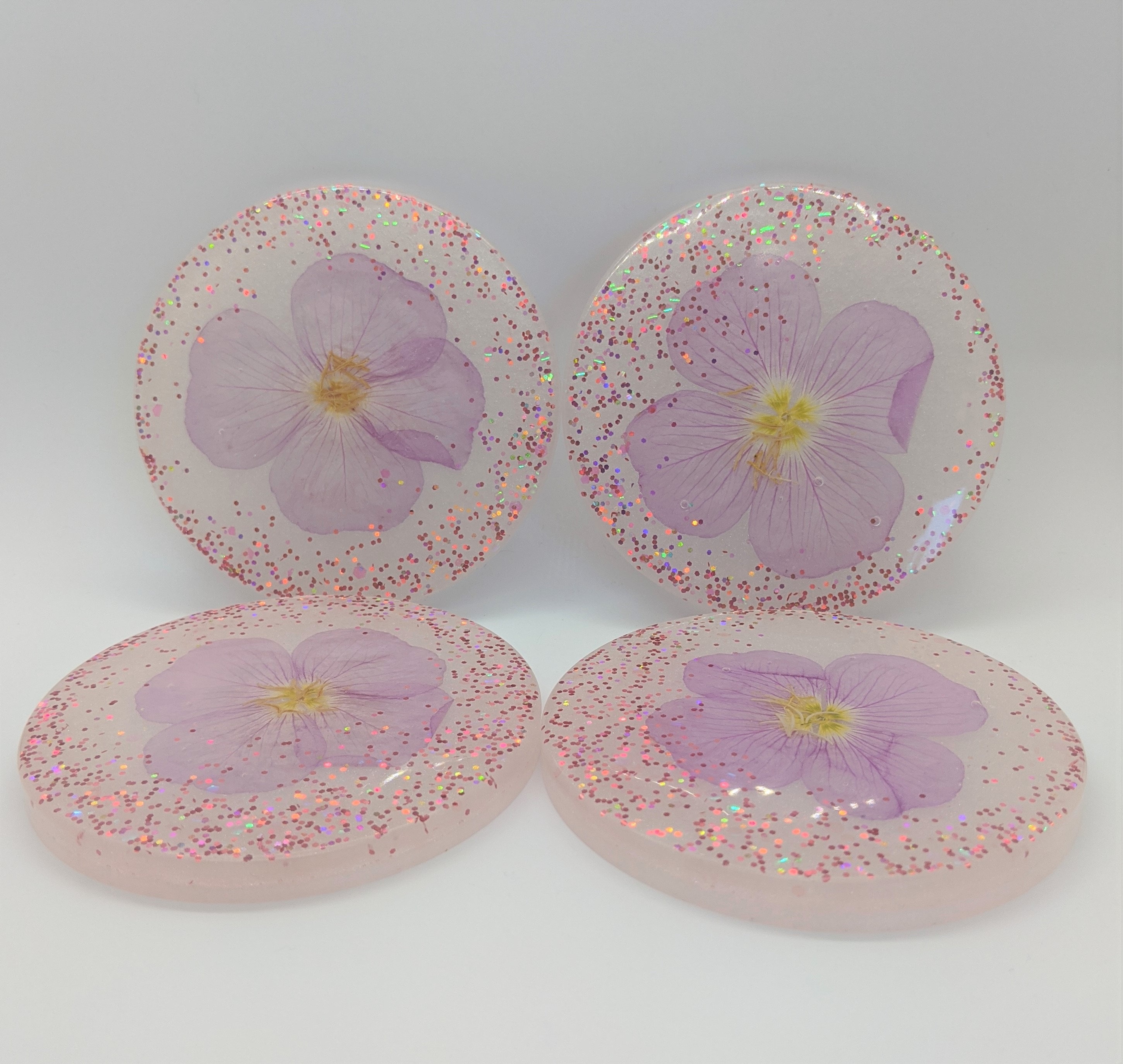 Pink Coaster/flower Coaster/resin Coaster Set/gift for Home/flower ...