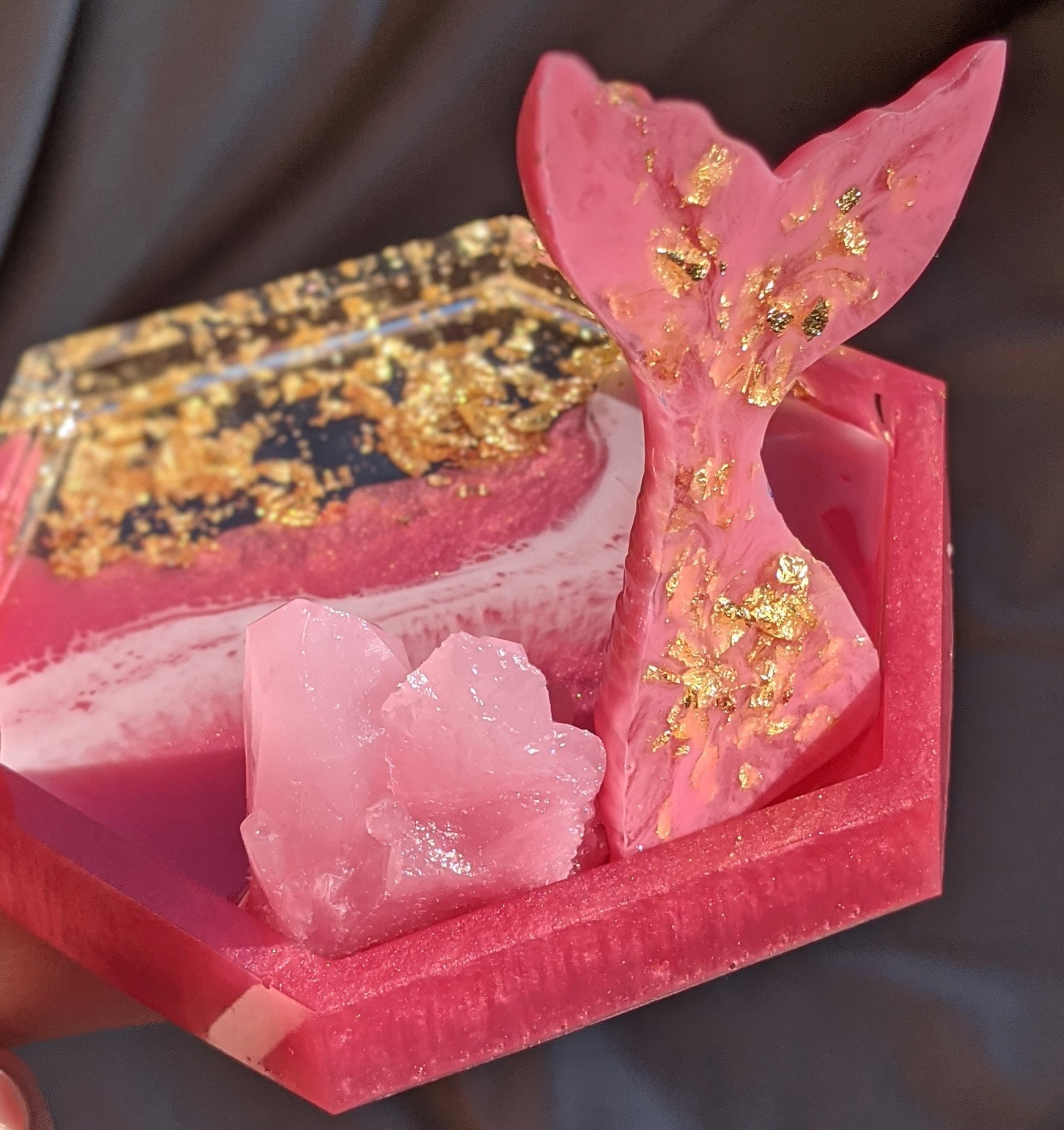 Pink and Gold Resin Mermaid Trinket Dish Resin Mermaid Tray - Etsy