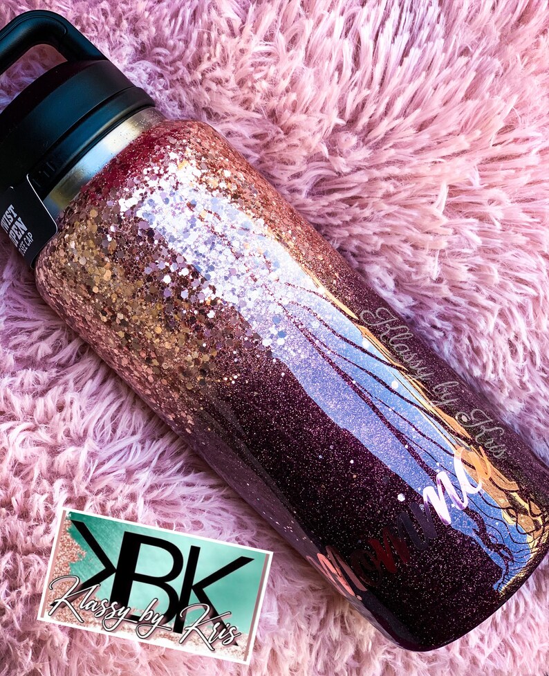 Rose Gold & Plum Stainless steel Mug Glass Cup Yeti | Etsy