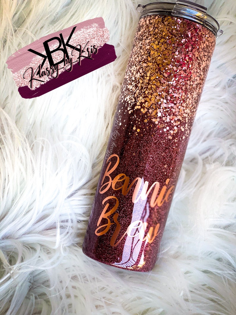 Rose Gold & Plum Stainless steel Mug Glass Cup Yeti | Etsy