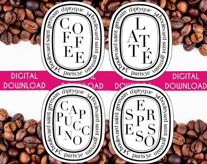 DIGITAL Diptyque Coffee Sticker Pack Coffee Diptyque Label - Etsy