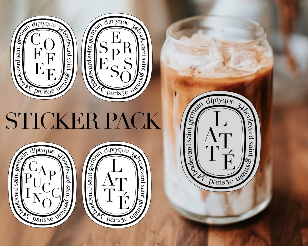Coffee Diptyque Label Sticker Pack, Diptyque Logo Coffee Set, Diptyque ...