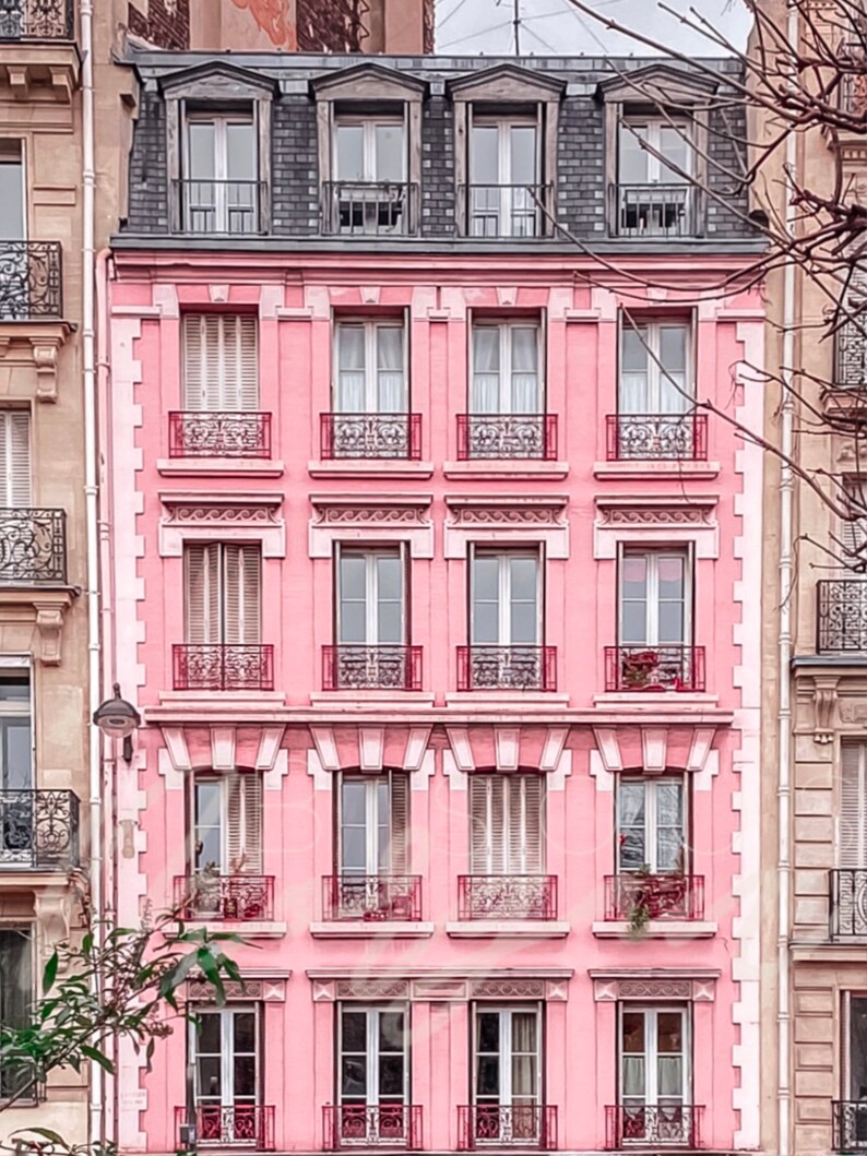 Pink Paris Photography Print, Parisian Building Photo, Fine Art Print ...