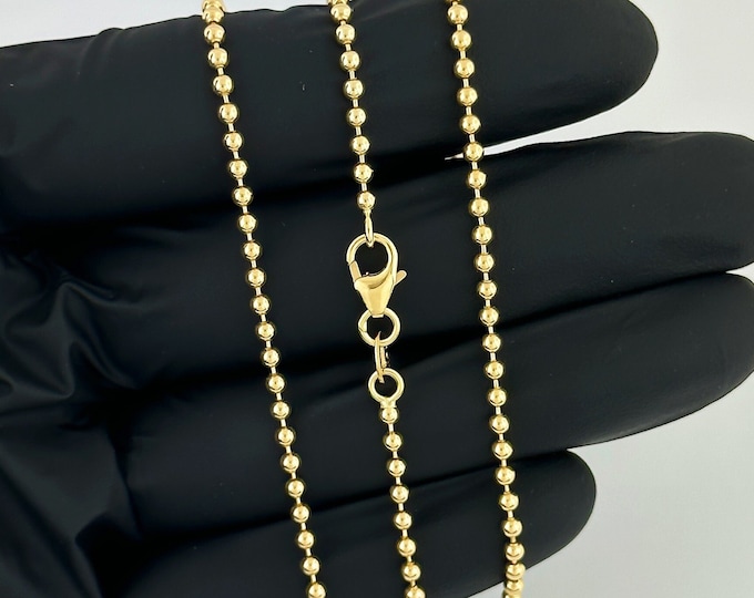 Vintage 18K Solid Yellow Gold Diamond Cut Ball Link Chain Necklace. - Etsy