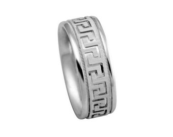 Mens Greek Key Wedding Ring - Etsy