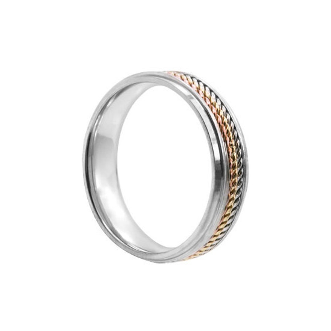 14k Tri-color Gold Braided Wedding Band Gold Unique Wedding Ring - Etsy