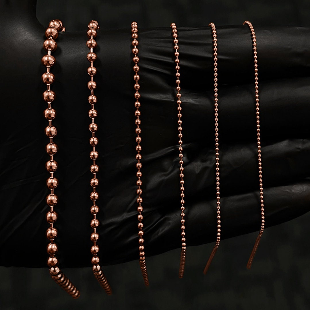 Real 14k Rose Gold Solid Ball Chain Italian Gold Bead Necklace | Etsy