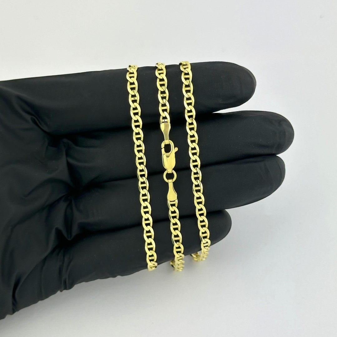 3mm Mariner Solid 14k Gold Chain Flat Link Genuine Gold - Etsy