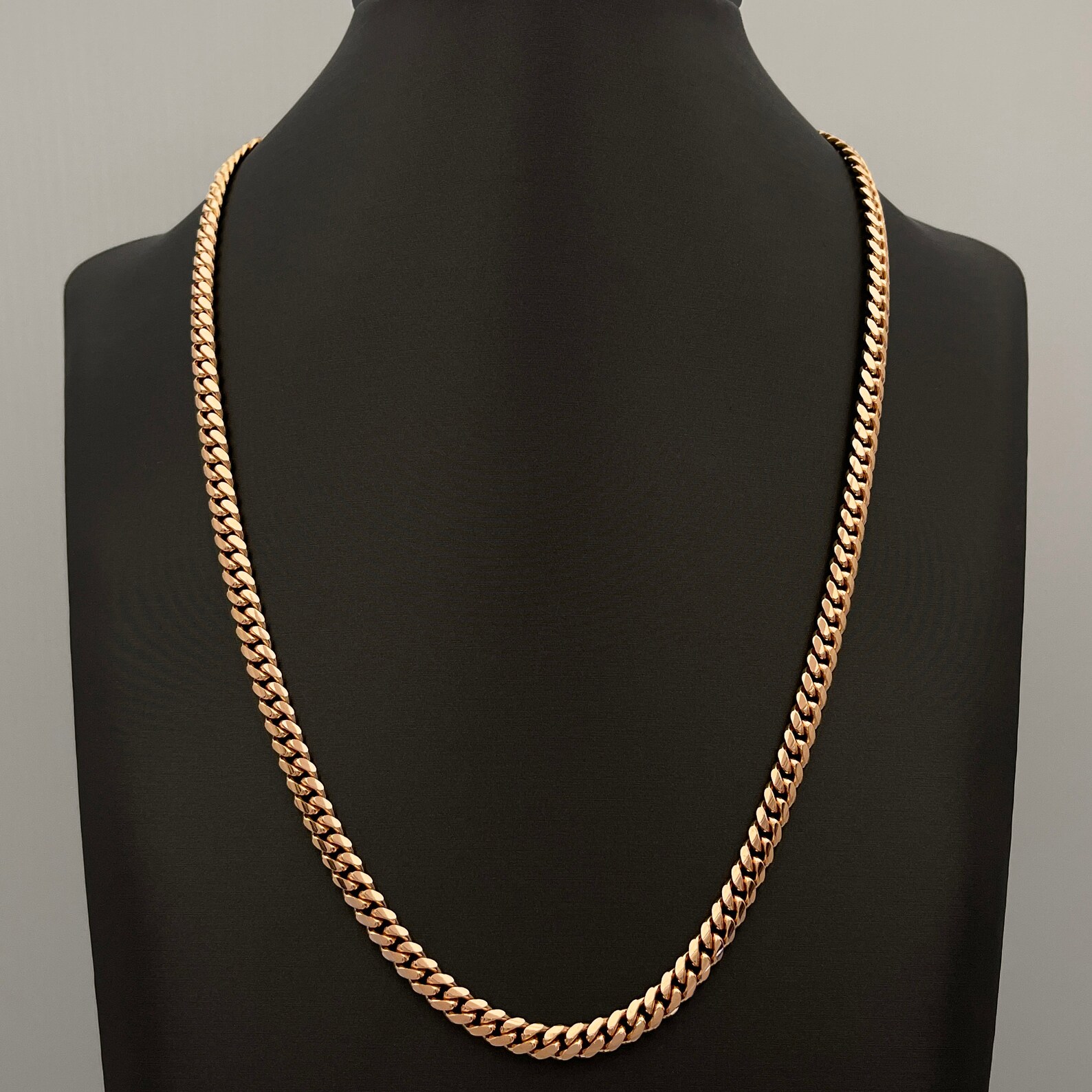 Miami Cuban Link Chain Real 14k Rose Gold Italian Solid Gold - Etsy