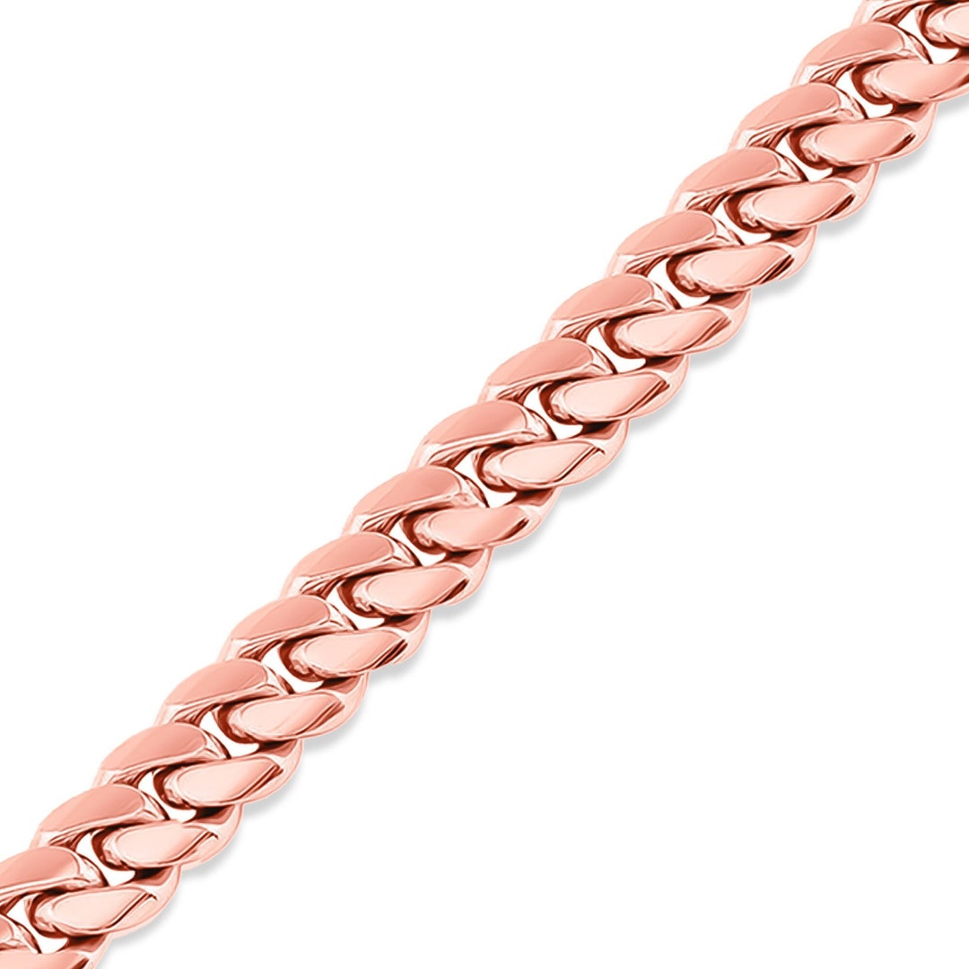 Miami Cuban Link Chain Real 14k Rose Gold Italian Solid Gold Necklace ...