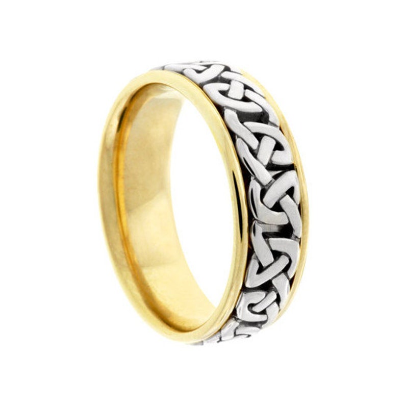 Keltische Hochzeit Band 14k Zwei-Ton Gold Wikinger Ring - Etsy.de