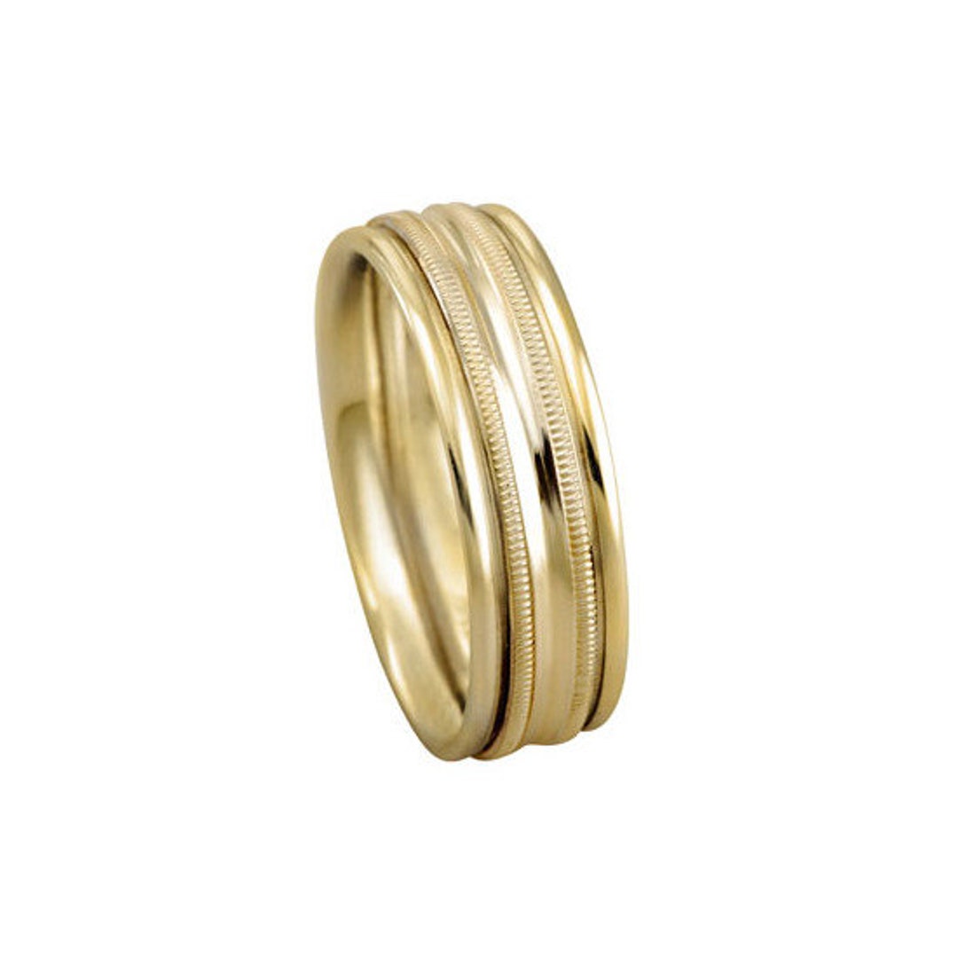 14k Yellow Gold Unique Band Ring Men's Women's Wedding Ring - Etsy