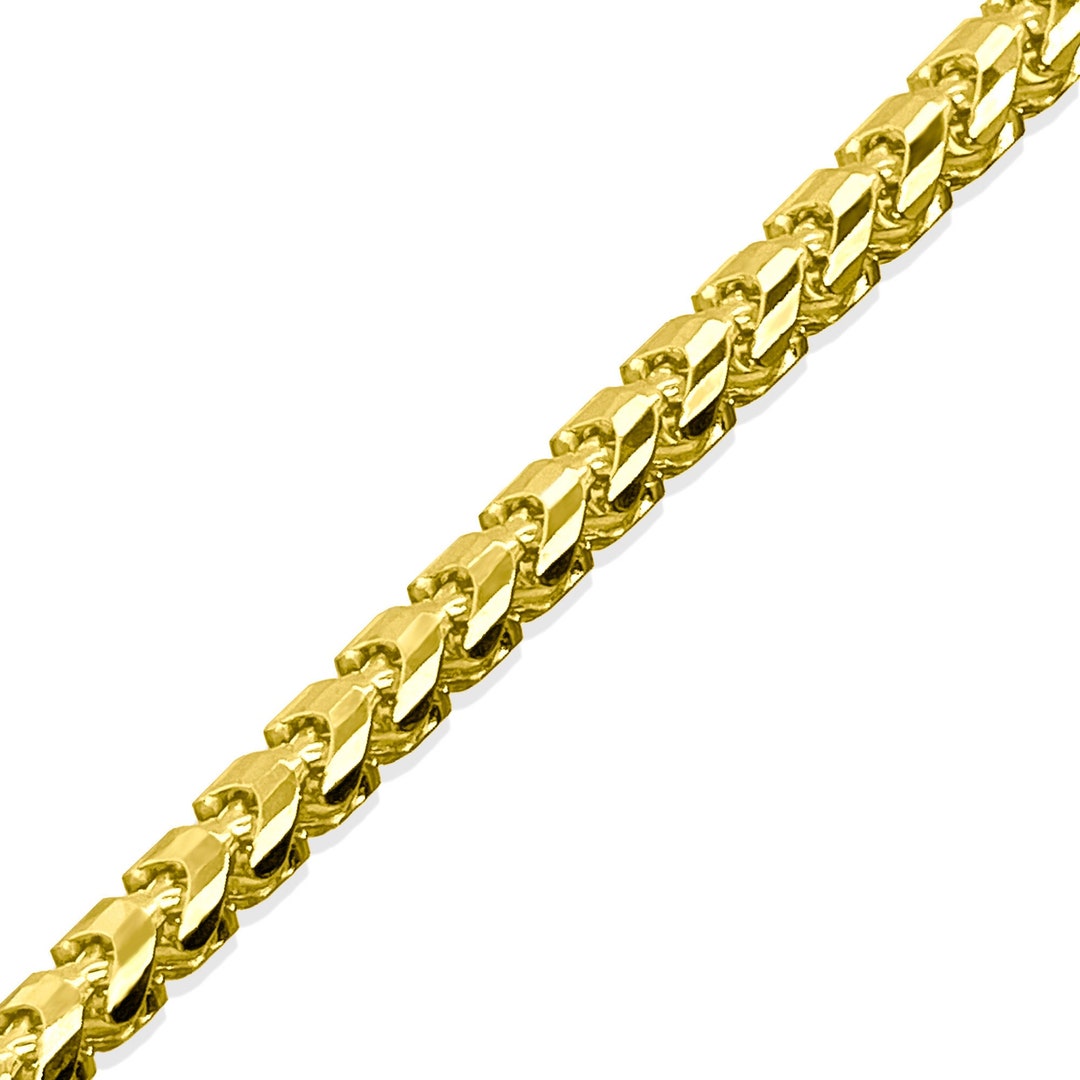 18k Yellow Gold Franco Chain Diamond Cut Italian Solid Gold Necklace ...