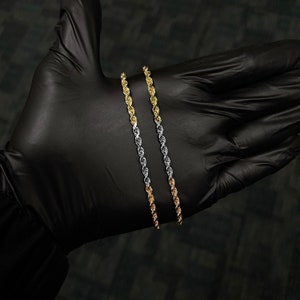 14k Tri-color Solid Gold Rope Chain Diamond Cut Italian - Etsy