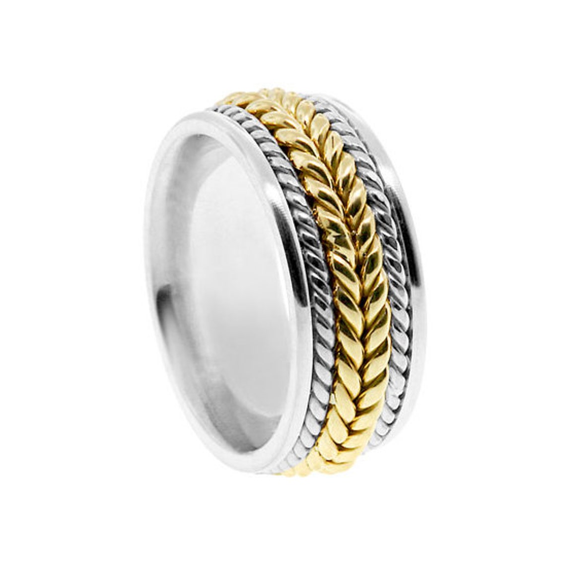 14k Two-tone Gold Ring Braided Wedding Band Promise Ring for - Etsy