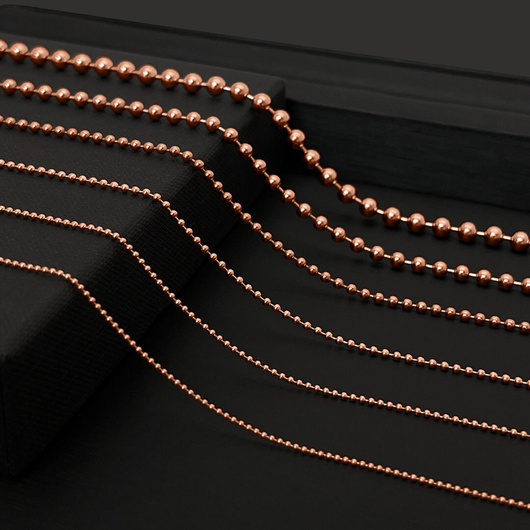 Real 14k Rose Gold Solid Ball Chain Italian Gold Bead Necklace | Etsy