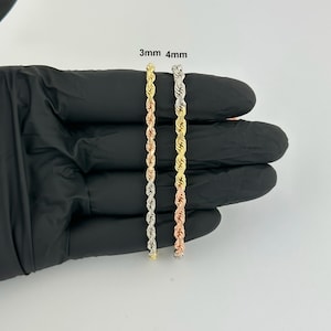 14k Tri-color Solid Gold Rope Chain Diamond Cut Italian Necklace 16"-30 ...