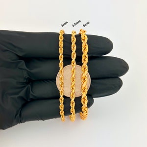 22k Solid Gold Rope Chain Necklace Italian Gold Diamond Cut - Etsy