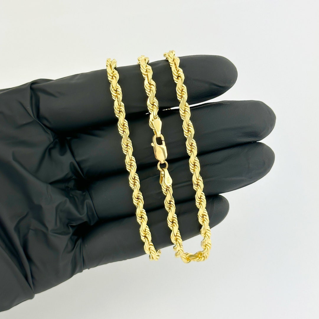 4mm Solid 18k Italian Gold Twisted Rope Chain Real Genuine Gold Heavy ...