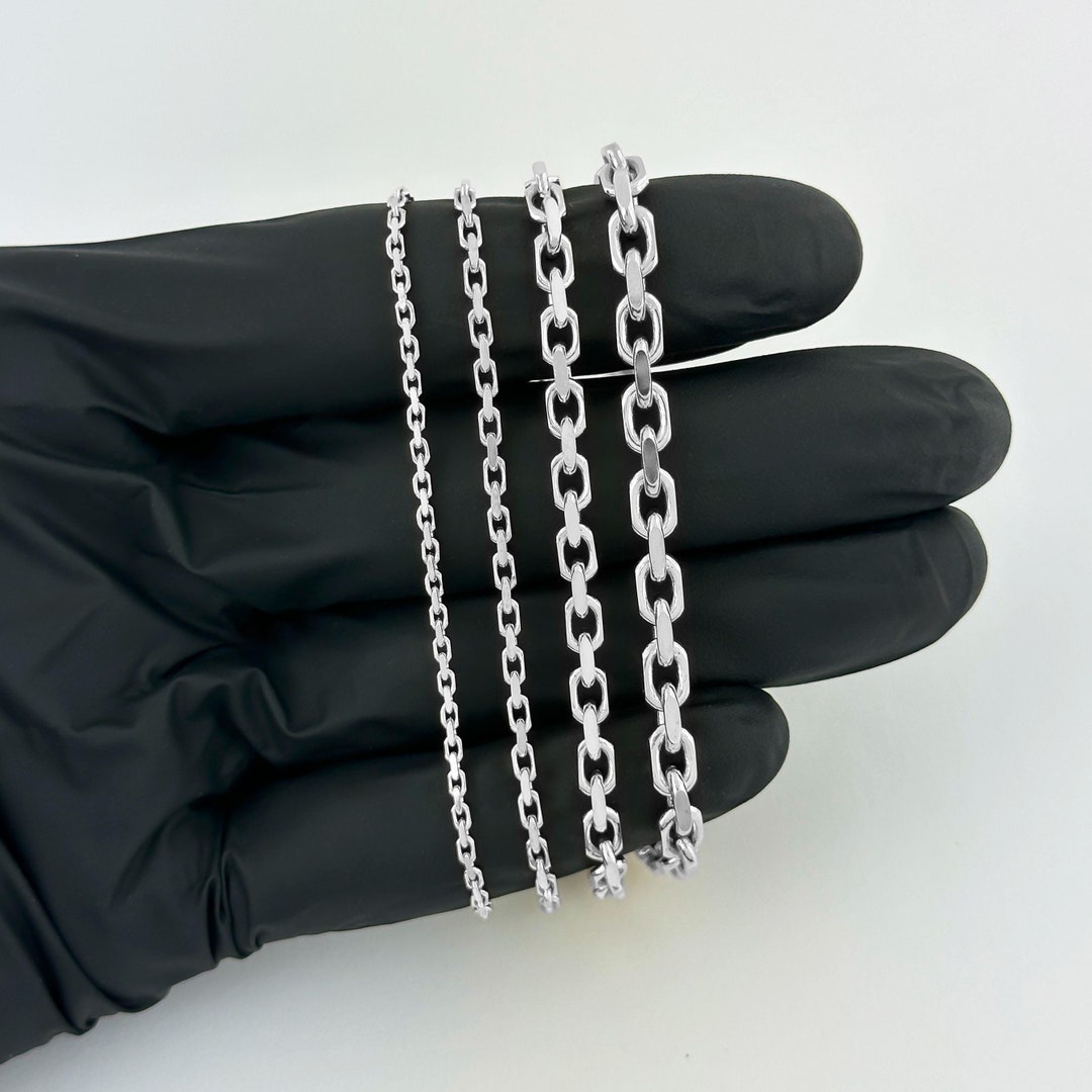 Solid Platinum Heavy Anchor H-link Chain PT950 Necklace - Etsy