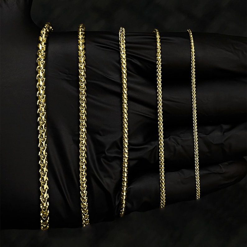 Solid 14k Gold Diamond Cut Franco Chain Italian Yellow Gold Necklace ...