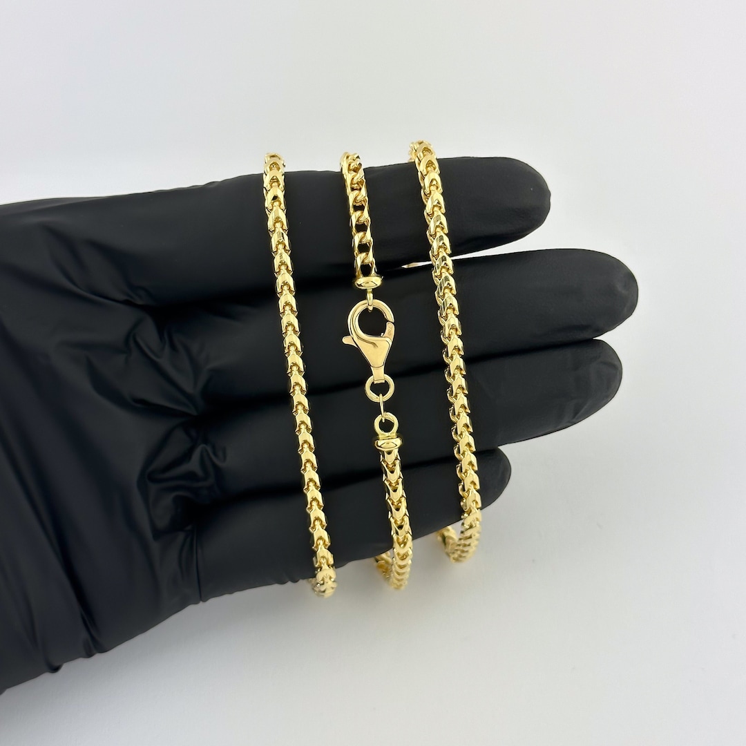 3mm Solid 18k Gold Franco Link Chain Diamond Cut Necklace Italy Gold - Etsy