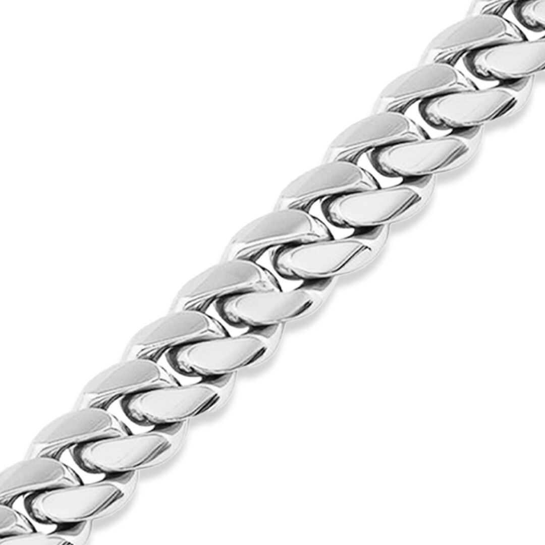 14k White Gold Miami Cuban Link Chain Real Solid Italian Gold - Etsy