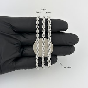 Solid 14k White Gold Rope Chain Diamond Cut Italian Necklace 16"-30 ...