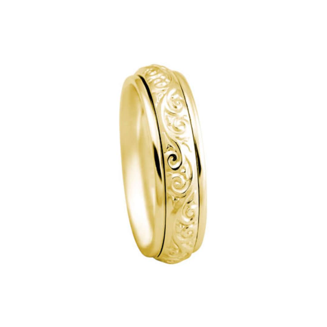 14k Yellow Gold Nature Inspired Ring Unique Wedding Band - Etsy