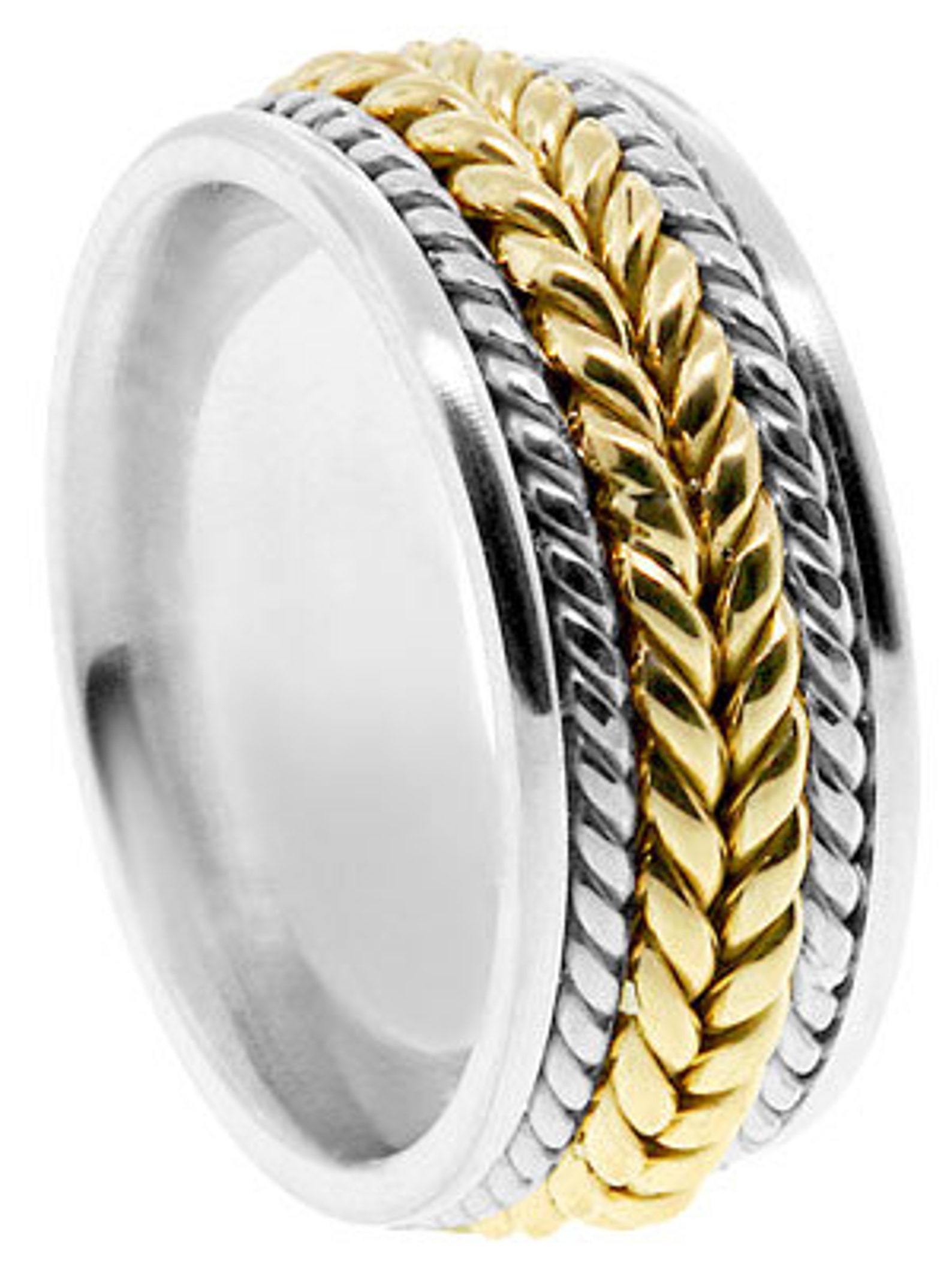 14k Two-tone Gold Ring Braided Wedding Band Promise Ring for Her - Etsy
