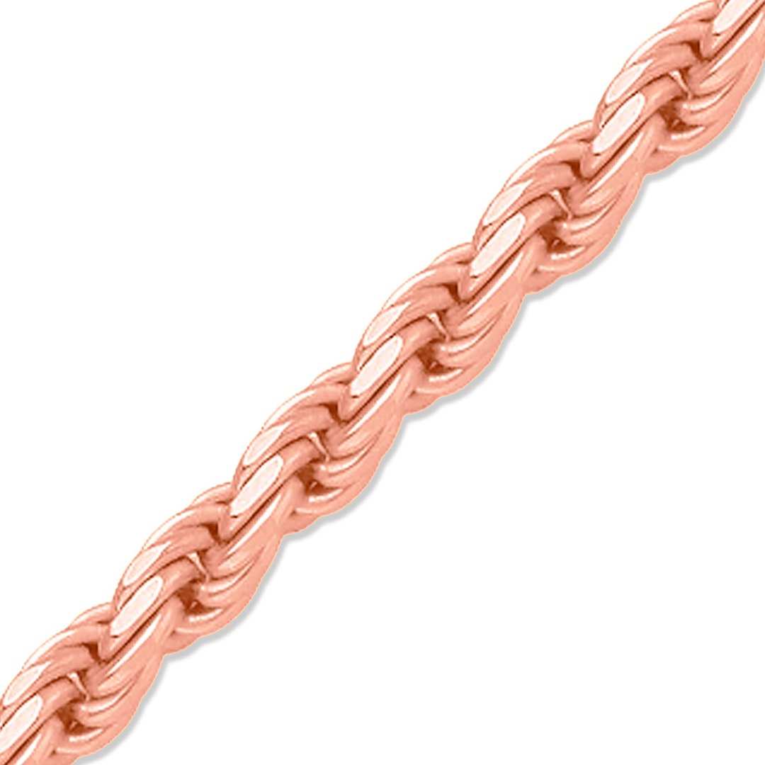 Solid 14k Rose Gold Rope Chain Diamond Cut Italian Necklace - Etsy